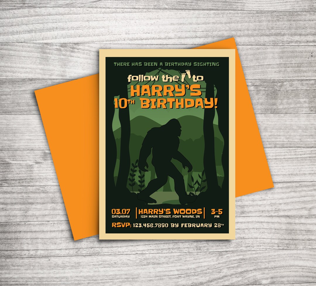Bigfoot Sasquatch Birthday Invitation - Etsy