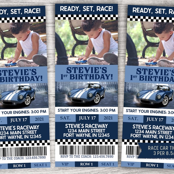 Race Car Birthday Invitation Boys Race Car Ticket Birthday Invitation ...