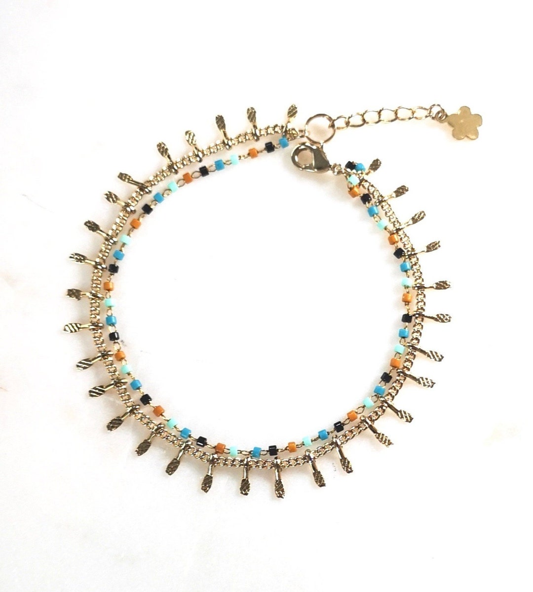 Delicate Bracelet Gilded With Fine Gold 1 Micron, Double Rows ...