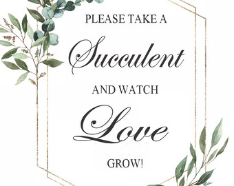 Succulent Baby Shower Favor Sign and Plant Sign - Etsy