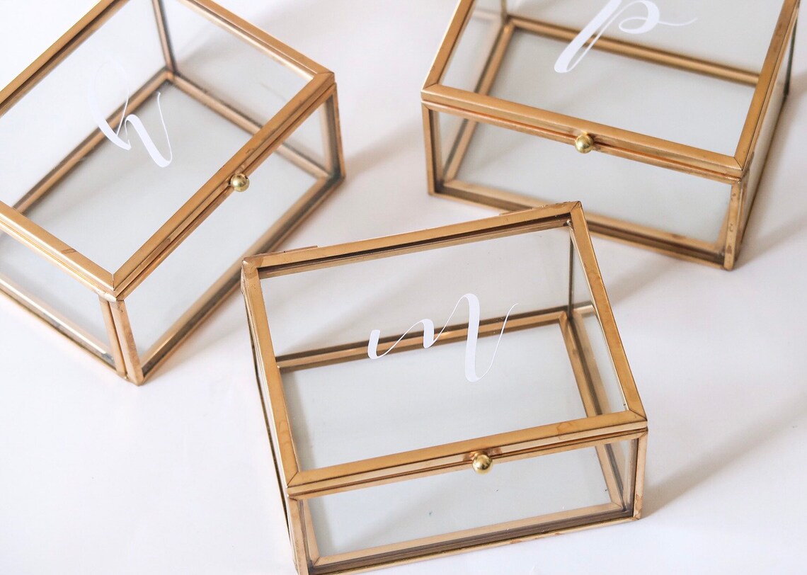 Personalized Initial Glass Ring Box Wedding Gift Ring | Etsy