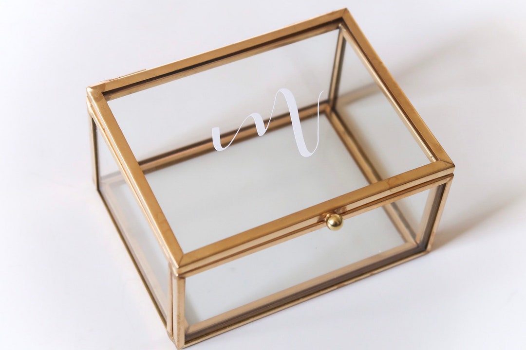 Personalized Initial Glass Ring Box, Wedding, Gift, Ring Bearer, Groom ...