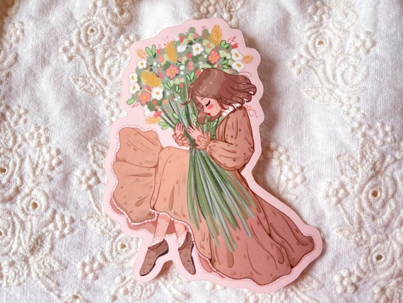 Vinyl Journal Sticker Flower Girl | Etsy
