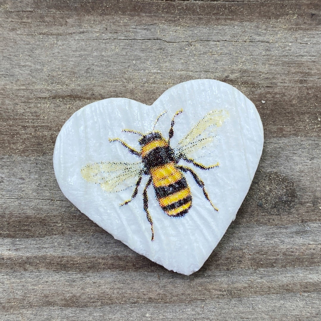 Heart Magnet, Bee Magnet, Clay Magnet, Heart Gift, Bee Decor, Fridge ...