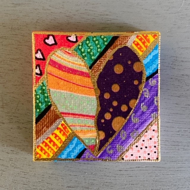 Mini Heart Painting on Canvas, 2 X 2 Inches - Etsy