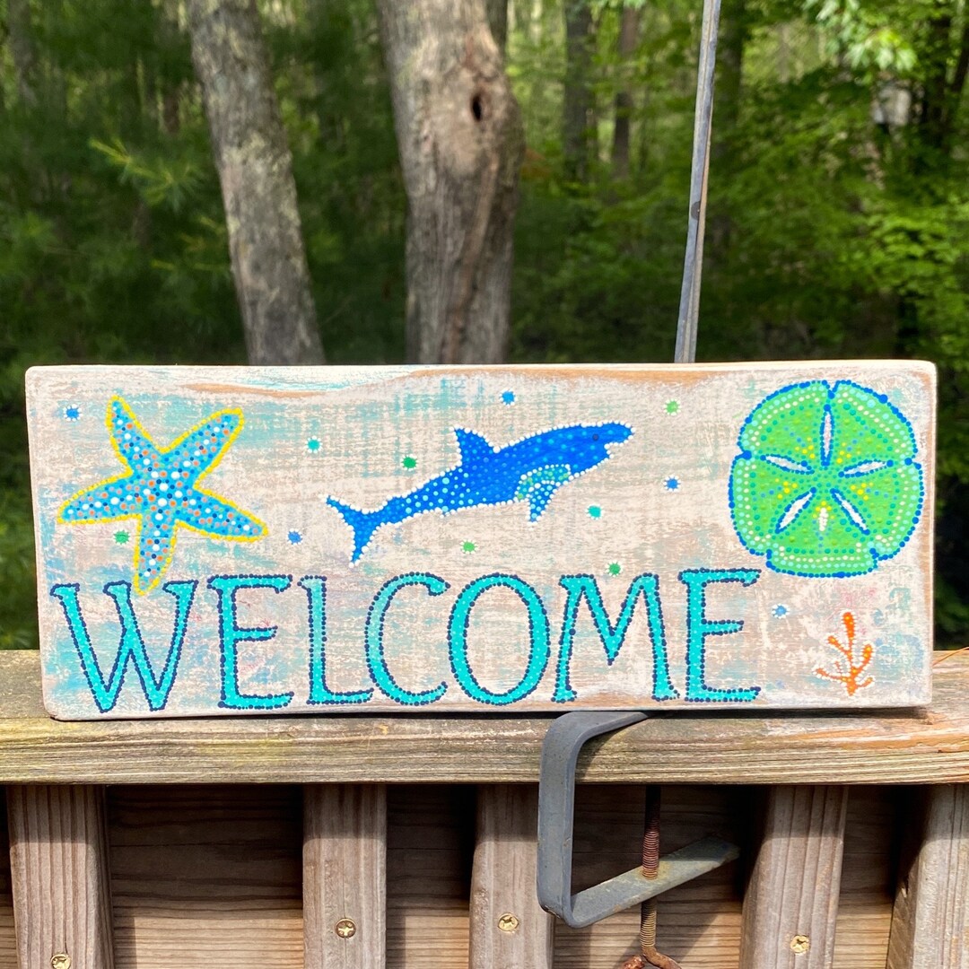 Hand Painted Welcome Sign, Beach House Sign, Reclaimed Wood Sign - Etsy