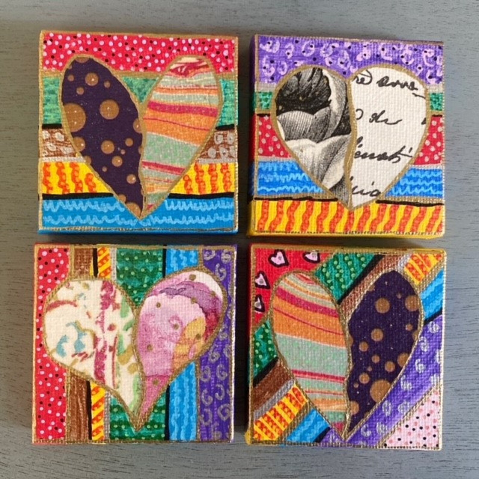 Mini Heart Painting on Canvas, 2 X 2 Inches - Etsy