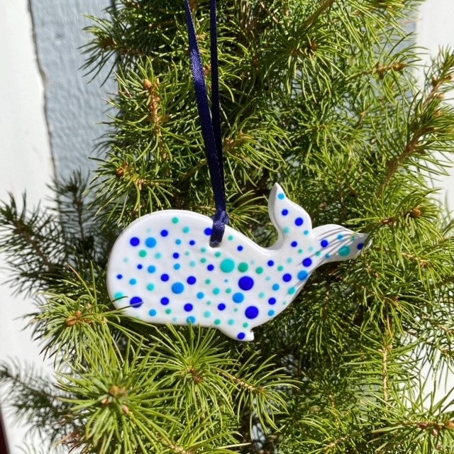 Whale Ornament, Whale Gift, Hanging Whale, Whale Tag, Clay Whale, Whale ...
