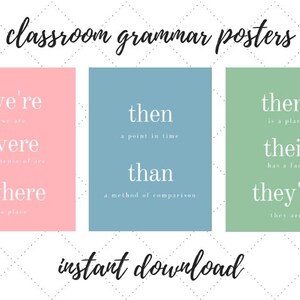 Set of 5 Classroom Grammar Posters, Instant Download, Class Posters ...