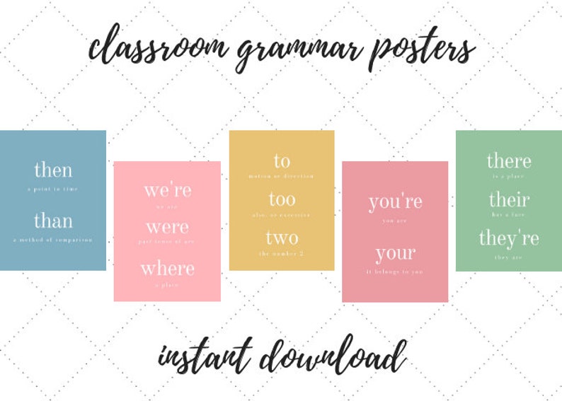 Set of 5 Classroom Grammar Posters Instant Download Class - Etsy