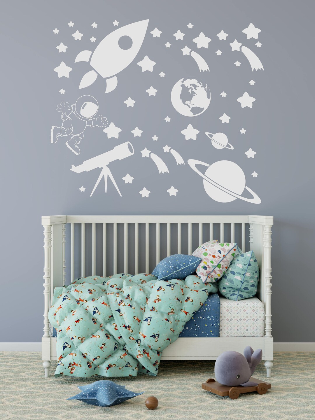 Outer Space Wall Decal Set, Outer Space Decal, Living Room Decor ...