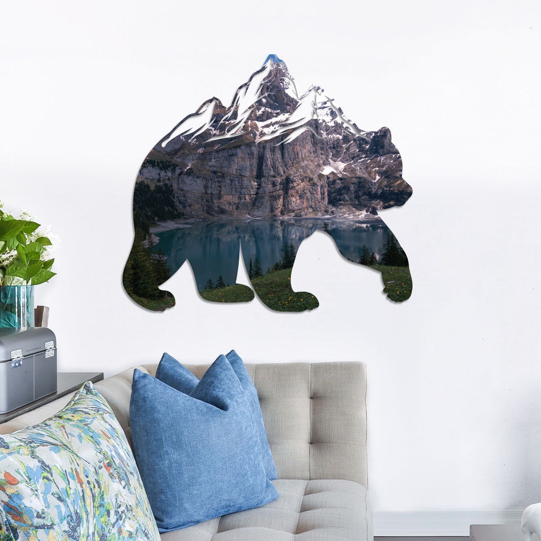 Metal Mountains in Bear Sign, Personalized Metal Bear Sign, Metal Bear ...