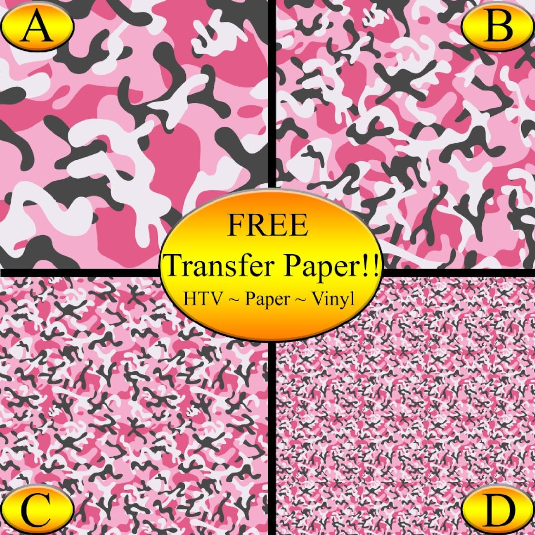 Pink Camo Heat Transfer Vinyl - Adhesive Vinyl - Camo Patterned Vinyl ...