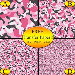 Pink Camo Heat Transfer Vinyl - Adhesive Vinyl - Camo Patterned Vinyl ...
