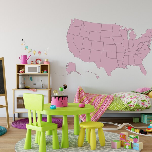 Us Map Wall Decal - Etsy