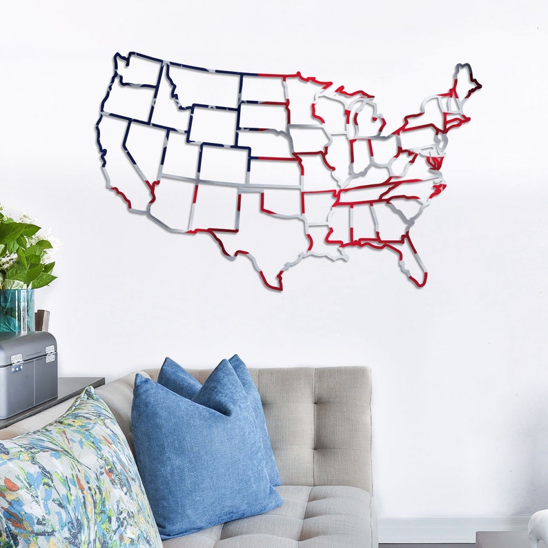 Metal Usa Map Sign United States Sign Usa Map Decor Usa - Etsy