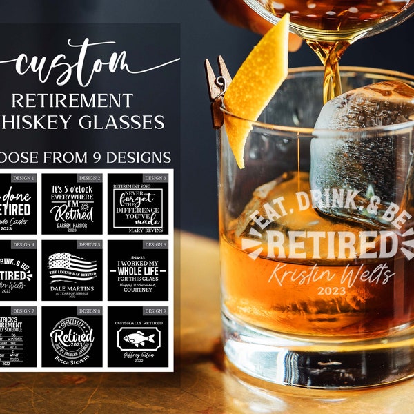 Whiskey Retirement Glasses - Etsy