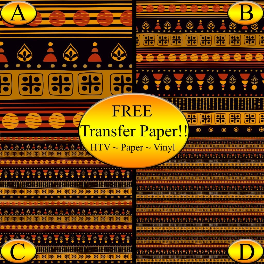 Black African Pattern Printed HTV Adhesive Vinyl Patterned Vinyl ...