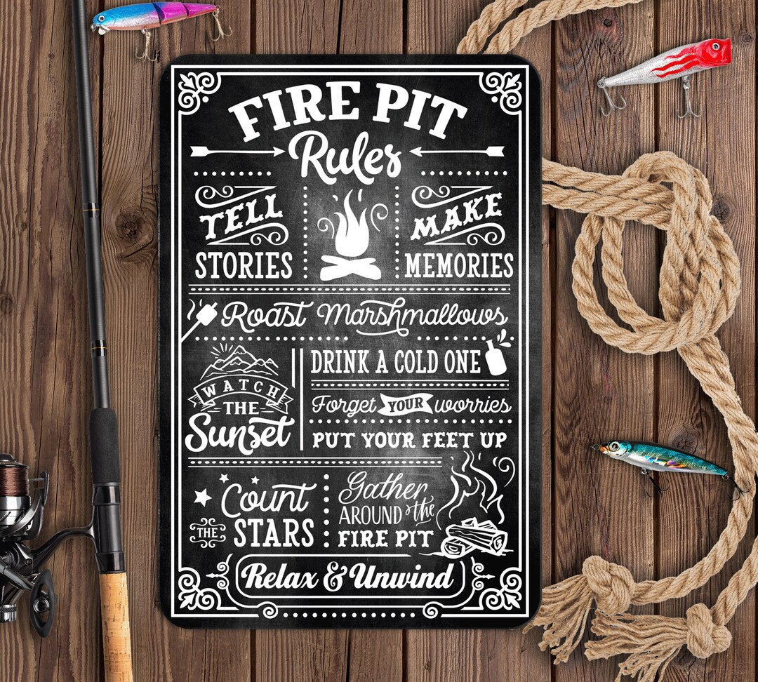 Fire Pit Rules Aluminum Sign, Camping Signs, Camping Aluminum Sign ...