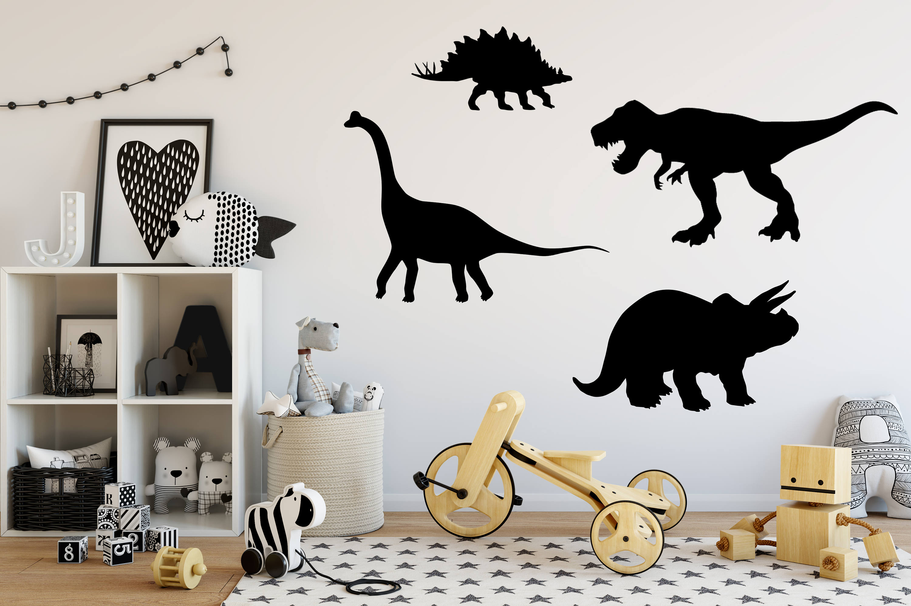 Dinosaur Wall Decal Set of 4 Dinosaur Stickers Dinosaur Wall - Etsy