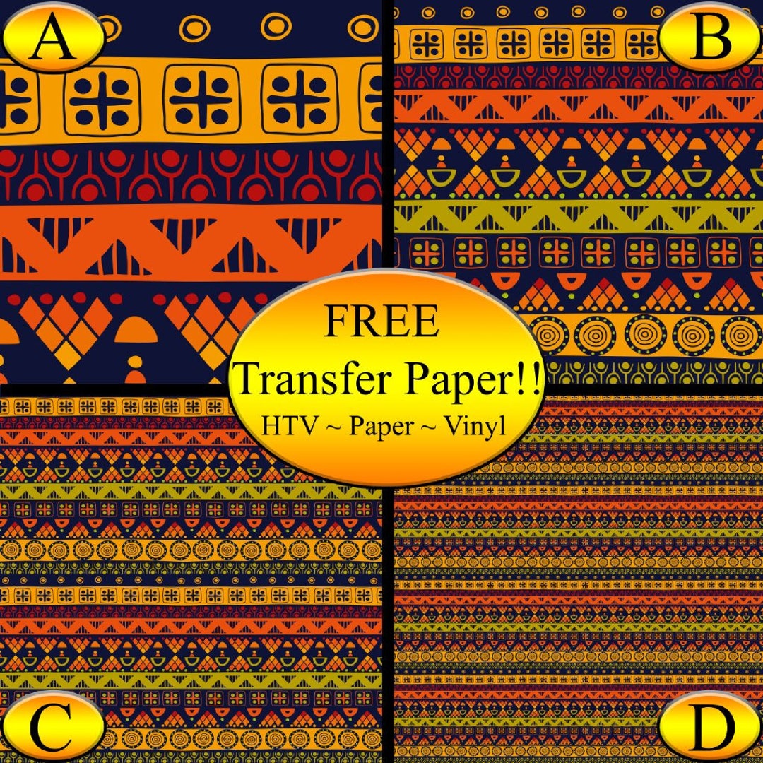 African Bright Pattern Printed HTV - African Pattern Vinyl - Printed ...