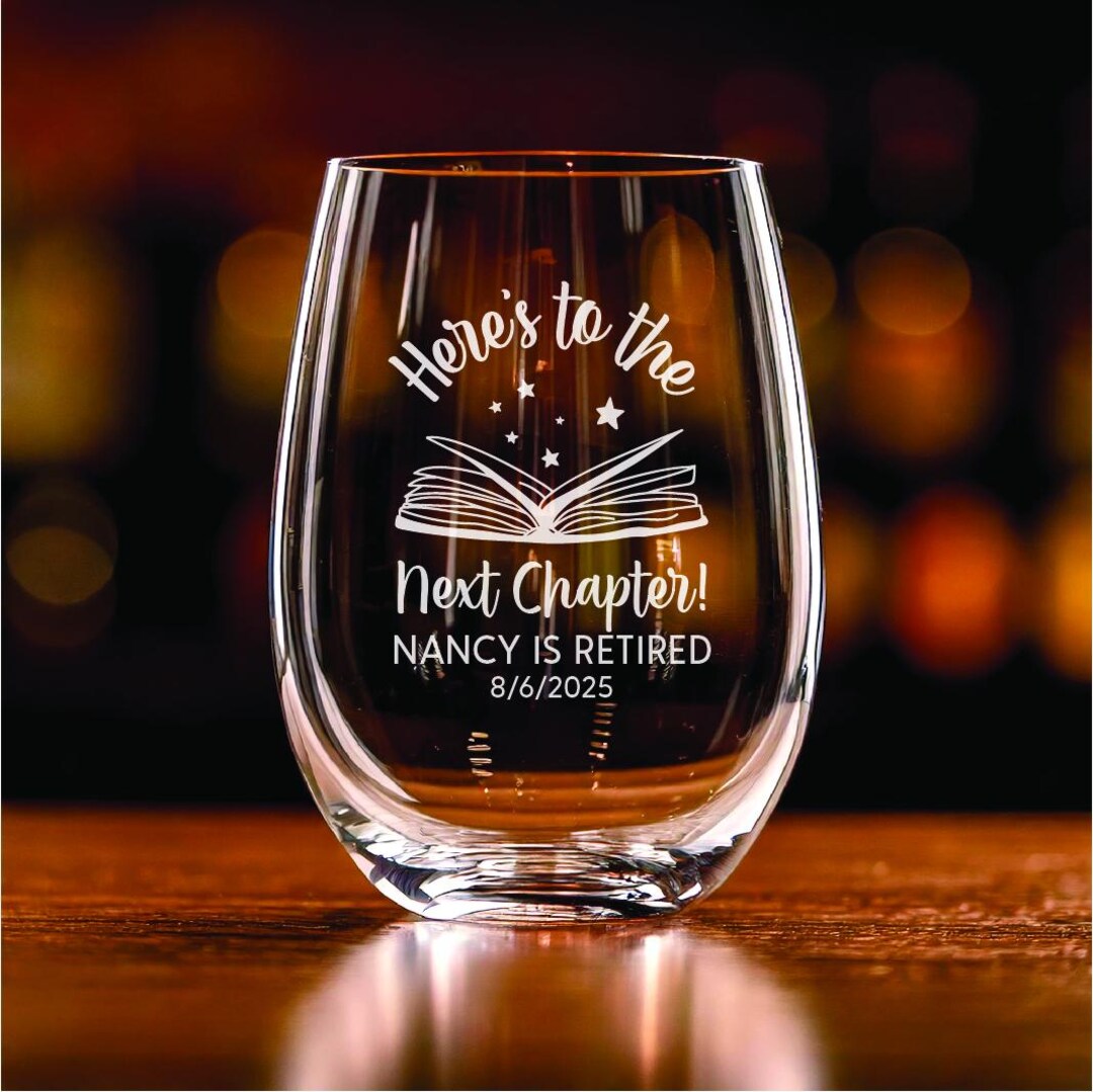 Here's to the Next Chapter Retirement Glass - Retirement Gift - Bridal ...