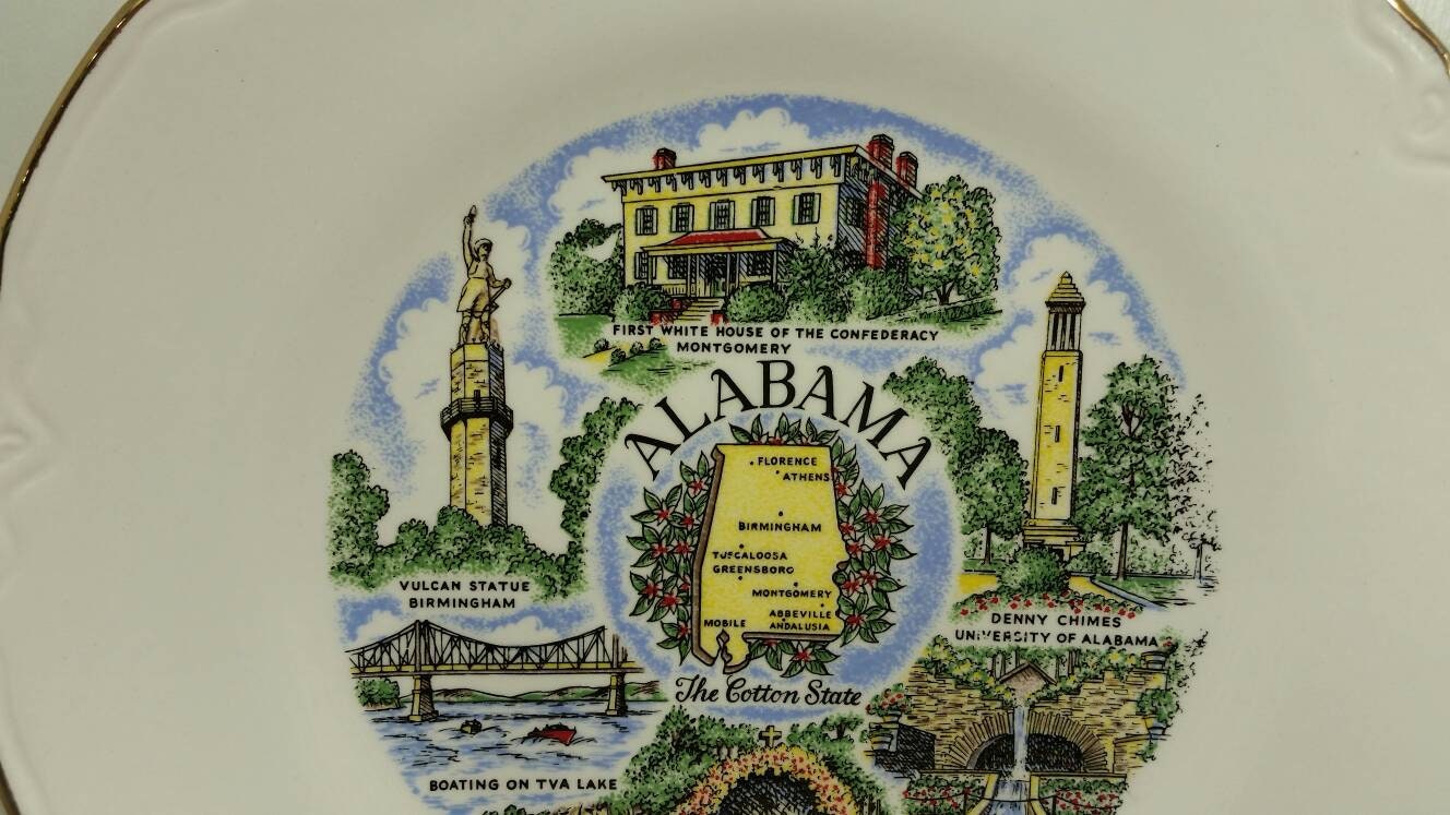 ALABAMA SOUVENIR PLATE Vintage Wall Hanging Excellent Condition - Etsy ...
