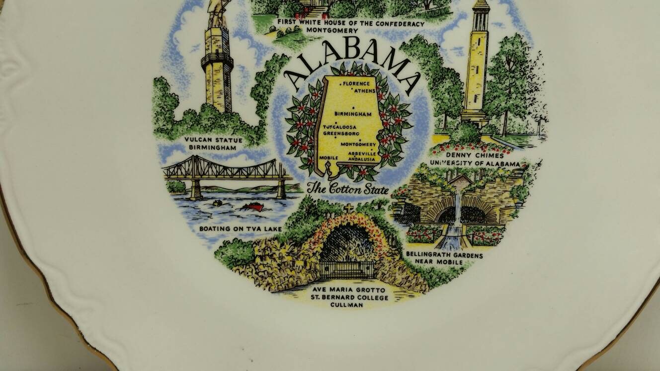 ALABAMA SOUVENIR PLATE Vintage Wall Hanging Excellent Condition - Etsy