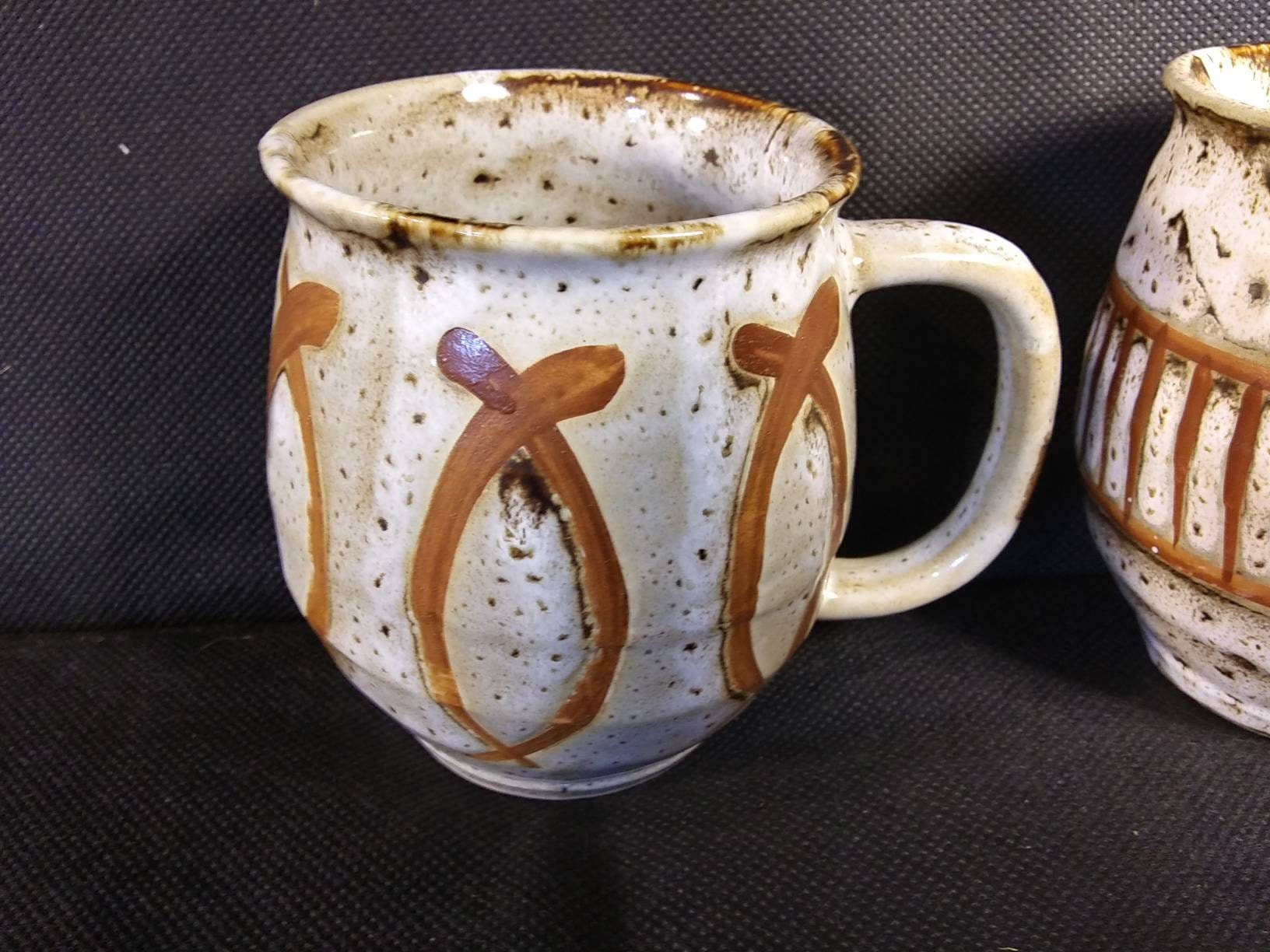 SET OF THREE Very Unique Hand Made Mugs With Awesome Crackled - Etsy