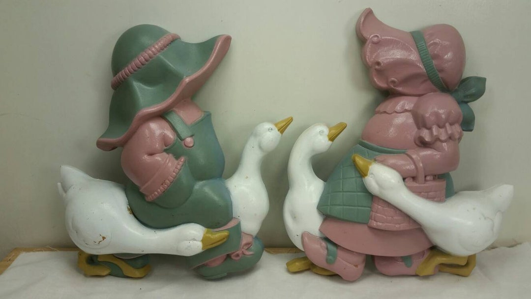 BURWOOD WALL HANGINGS Amish Children With Geese Fun - Etsy