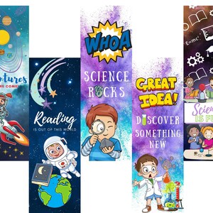 Printable Bookmarks With Science Theme - Etsy