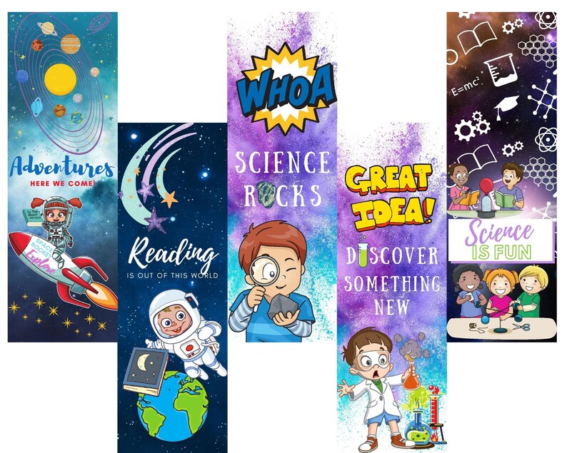 Printable Bookmarks With Science Theme - Etsy