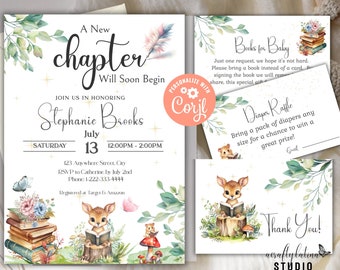 Book Invitation, A New Chapter is About to Begin, Storybook Baby Shower ...