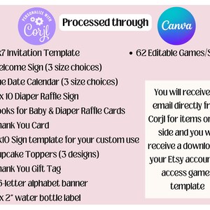 Editable Girl Baby Shower Bundle, Invitation Bundle, Editable Template ...