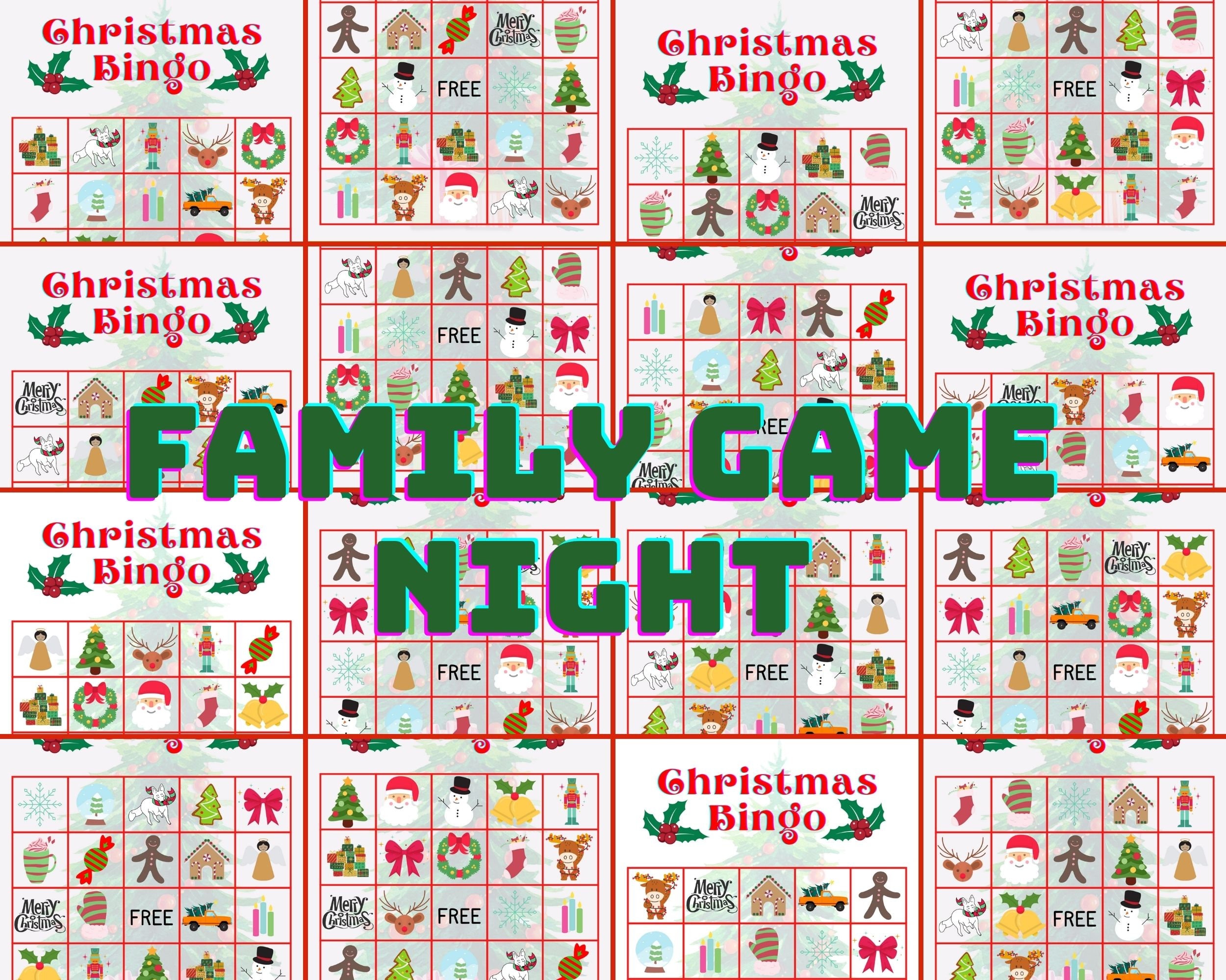 Christmas Bingo Family Game Night Party Game, Printable Christmas Bingo ...