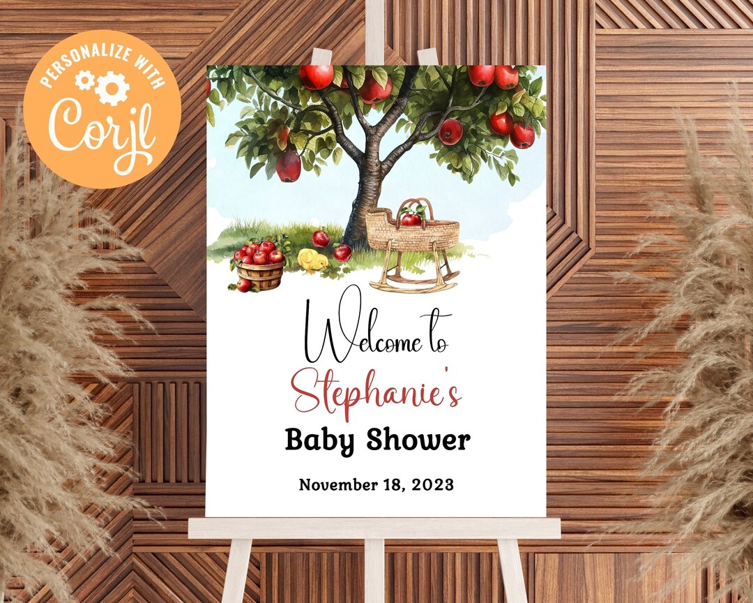 Baby Shower Fall Apple Welcome Poster, Baby Shower Sign Template ...