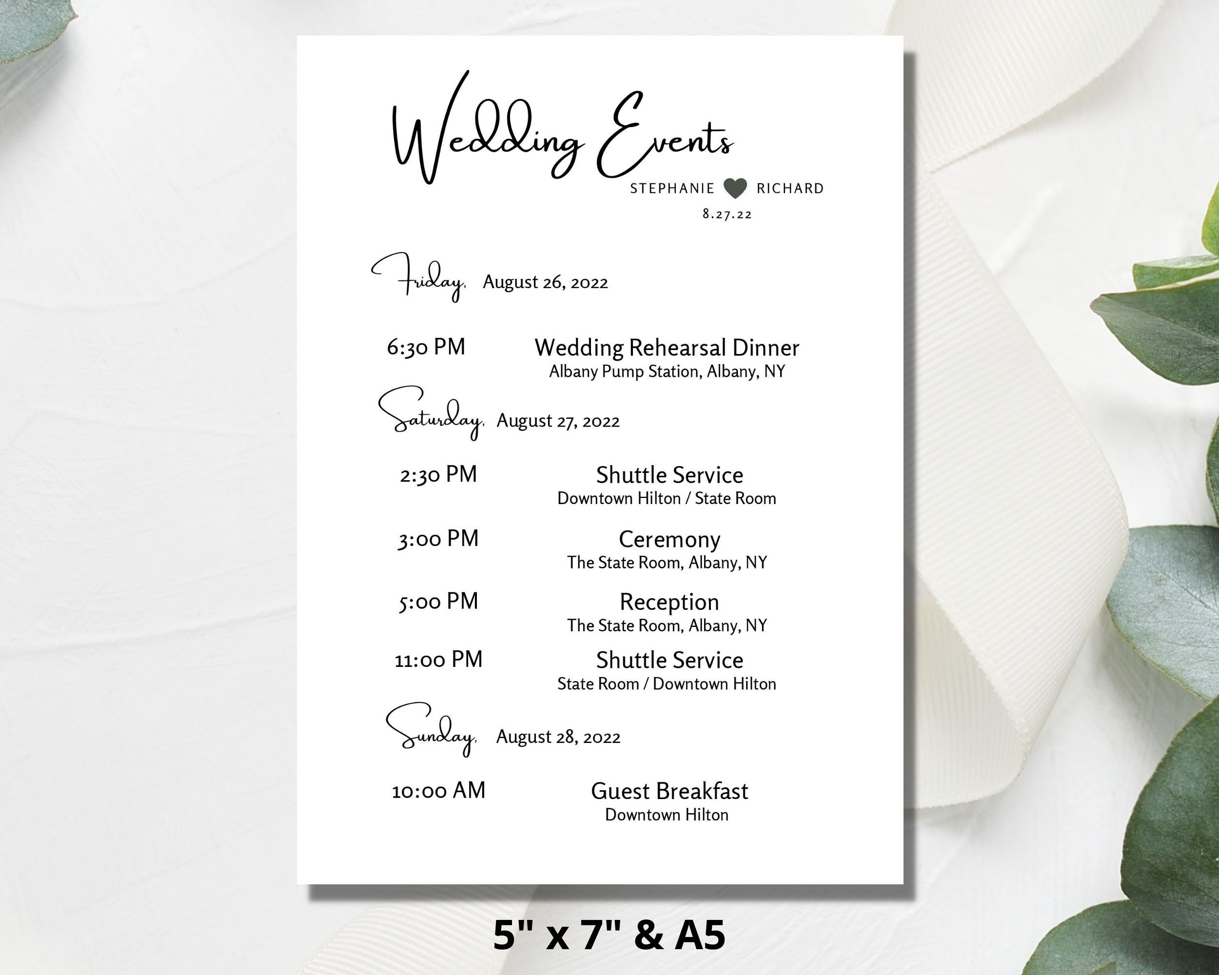 Wedding Timeline Template Wedding Program Template Wedding - Etsy