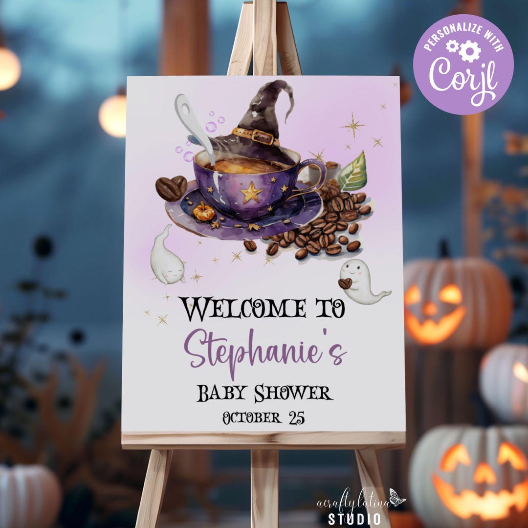 A Baby is Brewing Welcome Sign, A Little Boo, Halloween Baby Shower ...