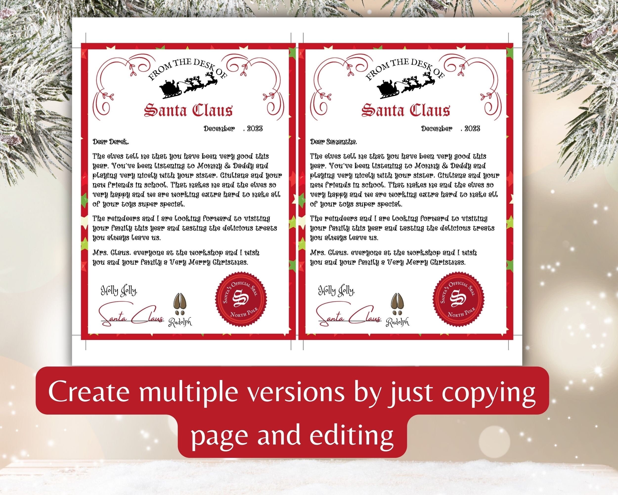 Letter From Santa, North Pole Letter., Editable Santa Letter, Instant ...