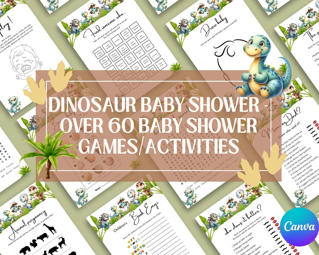 Dinosaur Baby Shower Games, Instant Download, Printable Game, Baby ...