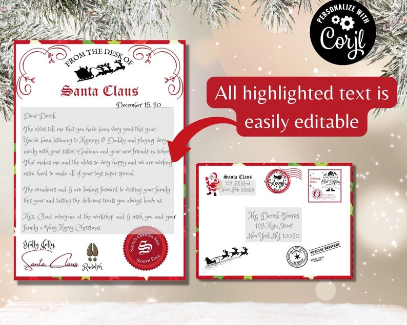 Letter From Santa North Pole Letter. Editable Santa Letter - Etsy UK