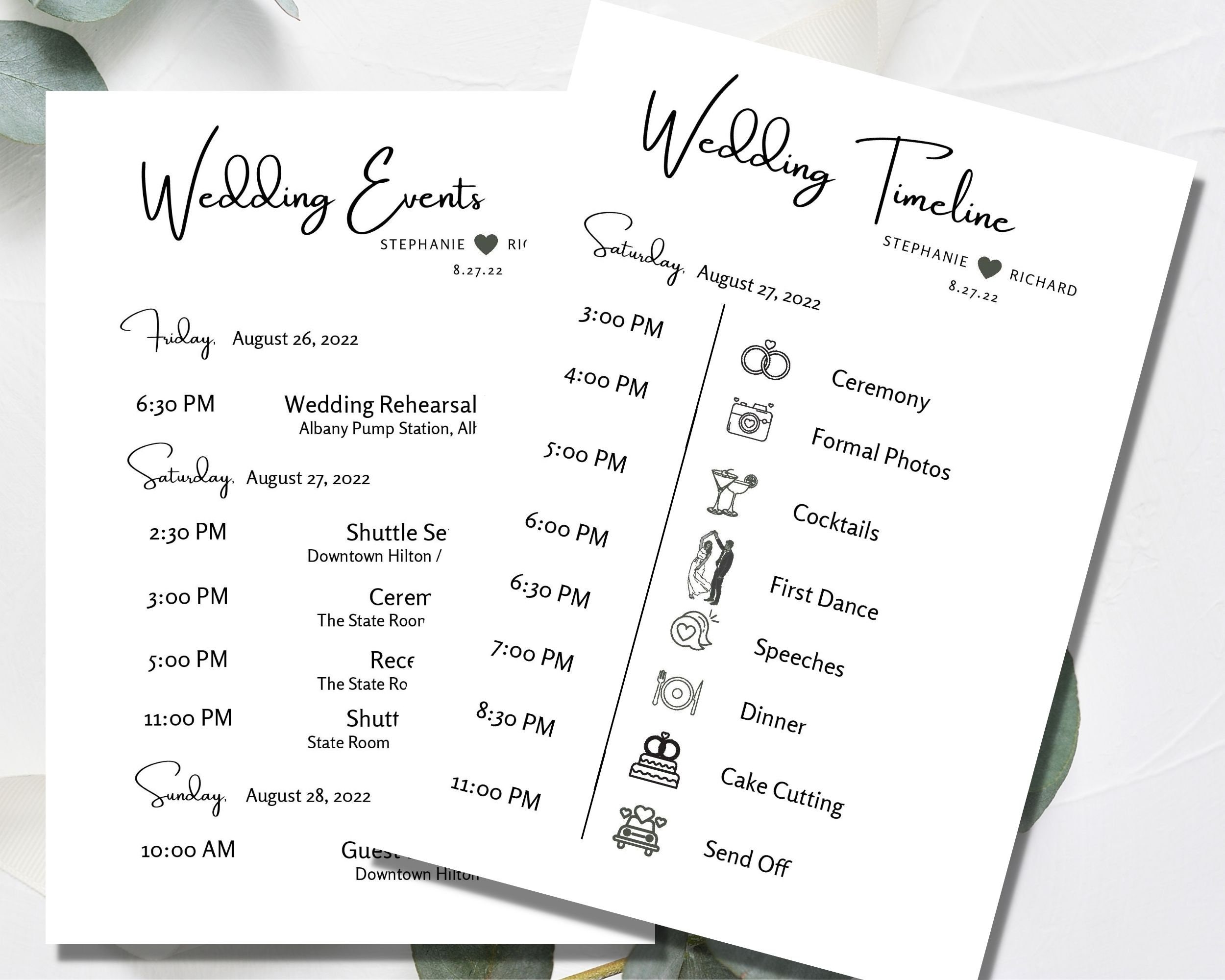 Wedding Timeline Template Wedding Program Template Wedding - Etsy