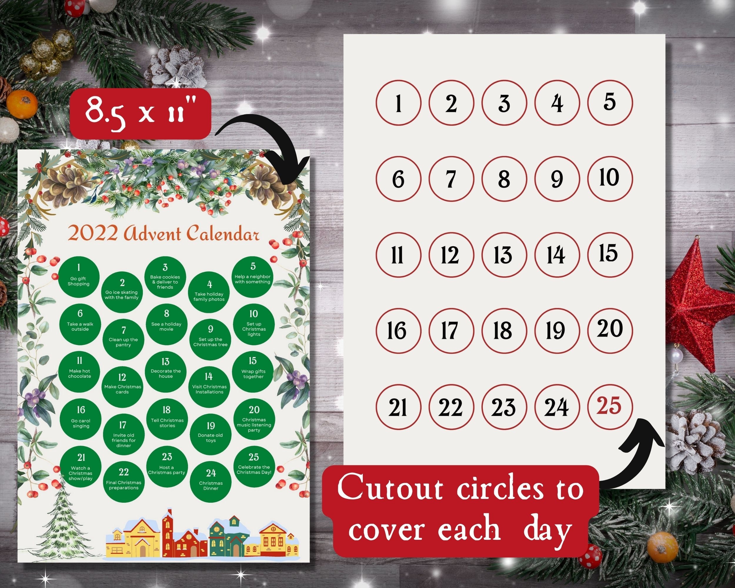 Advent Calendar Christmas Countdown Printable Decor - Etsy