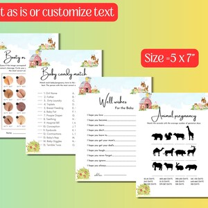 Farm Animals Baby Shower Game Bundle | Baby Animals Baby Shower Games ...