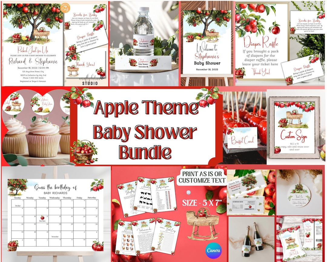 Apple Baby Shower Invitation, Fall Baby Shower Invite Template, Picked ...