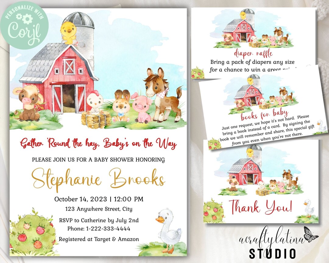 Editable Farm Baby Shower Invitation, Barn Baby Shower, Ranch Baby ...