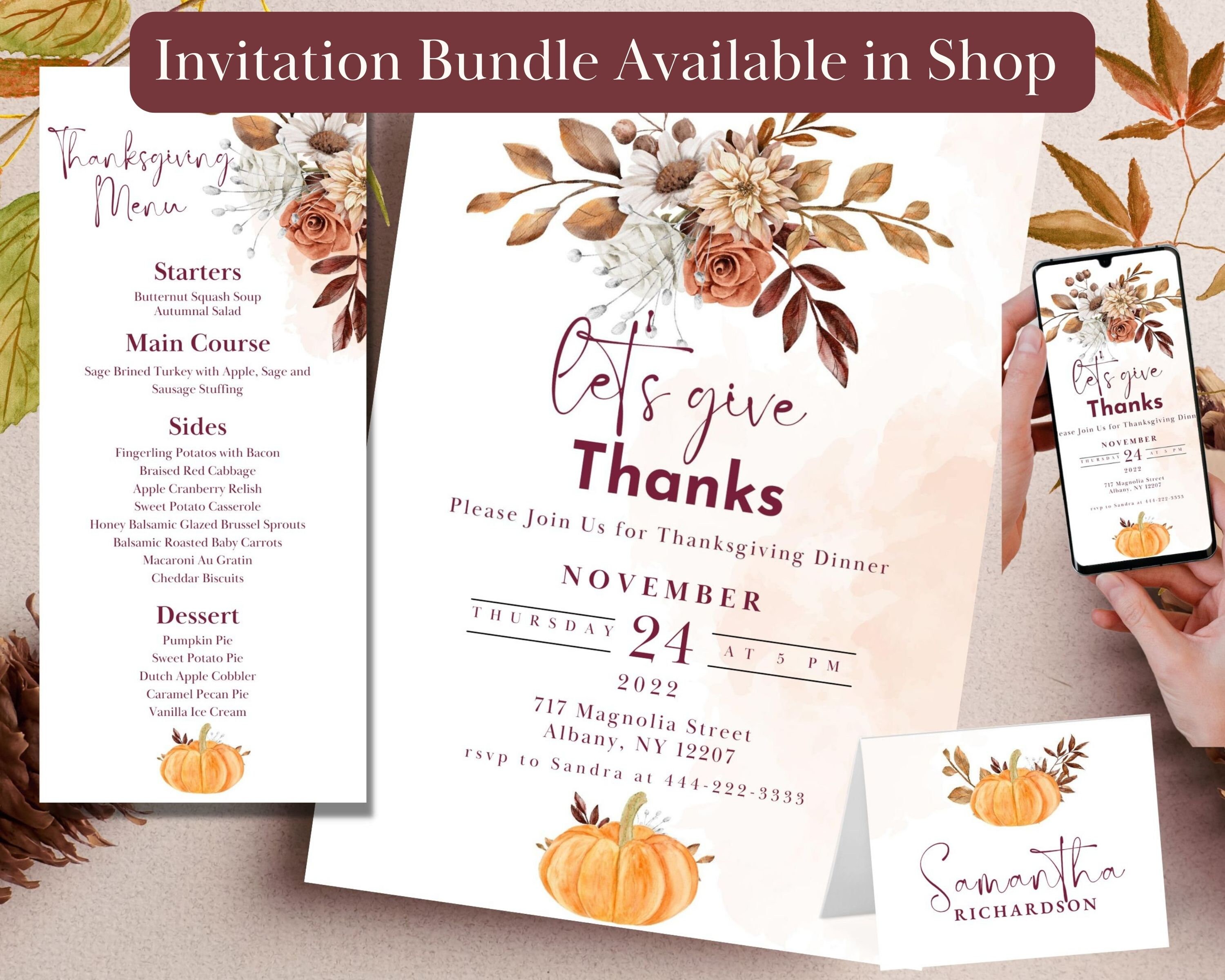 Thanksgiving Potluck Editable Invitation Template, Friendsgiving ...