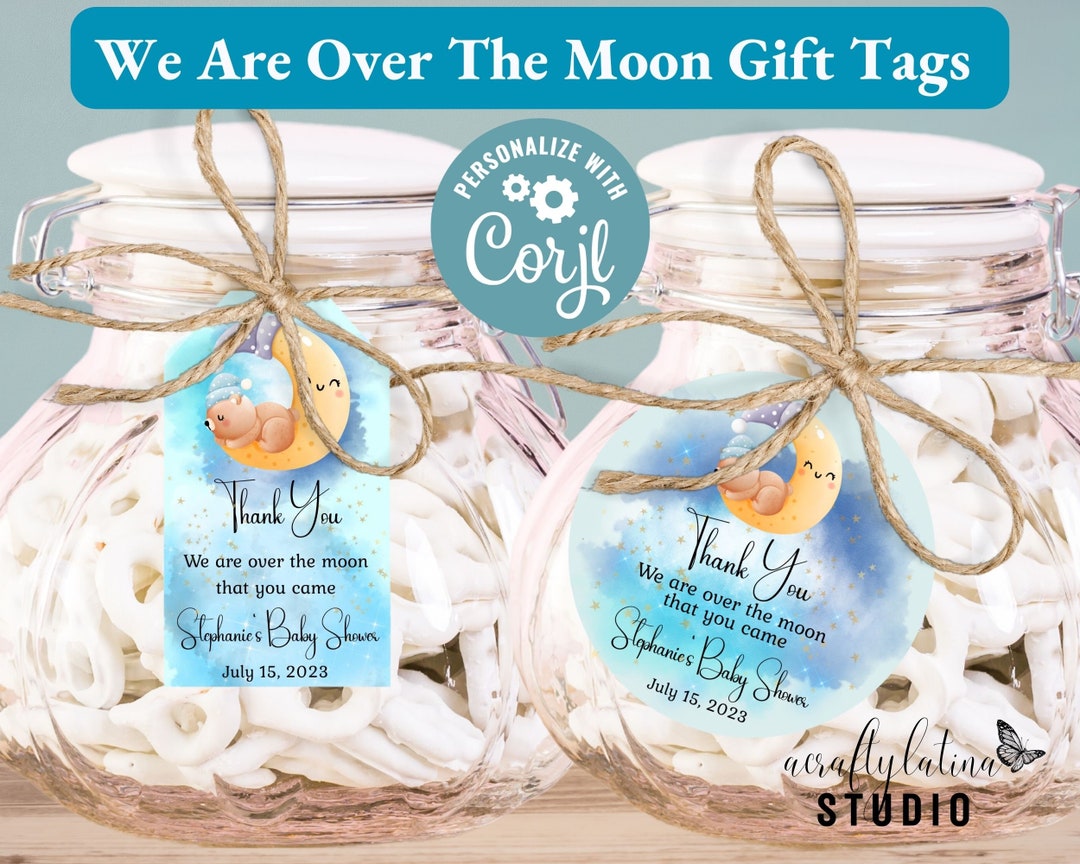 Over the Moon Baby Shower Gift Tags | Twinkle Twinkle Little Star Favor ...