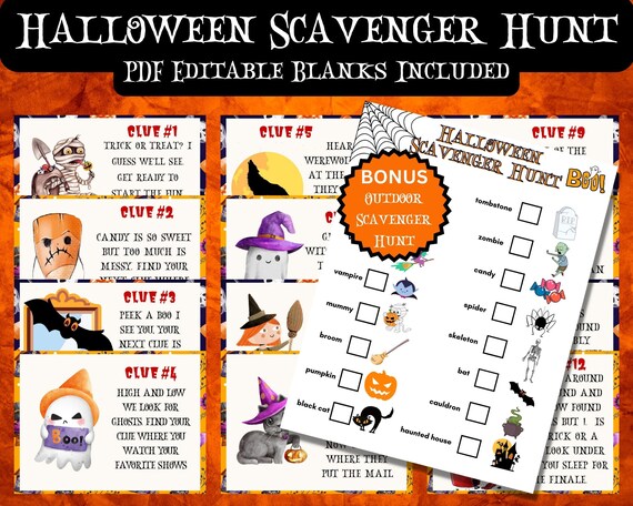 Halloween Scavenger Hunt for Kids Printable Party Game - Etsy