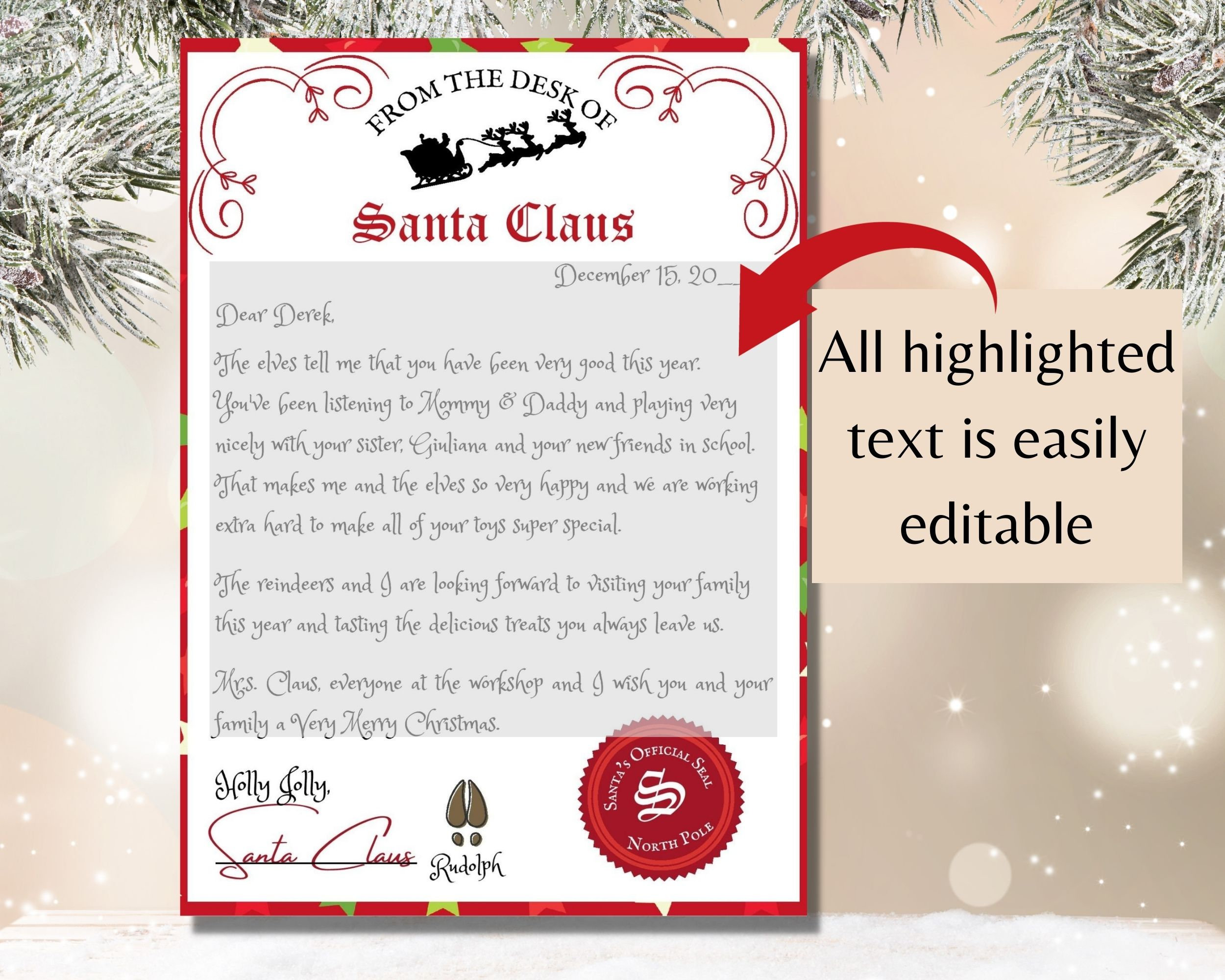 Official Letter From Santa Editable in Canva - Etsy